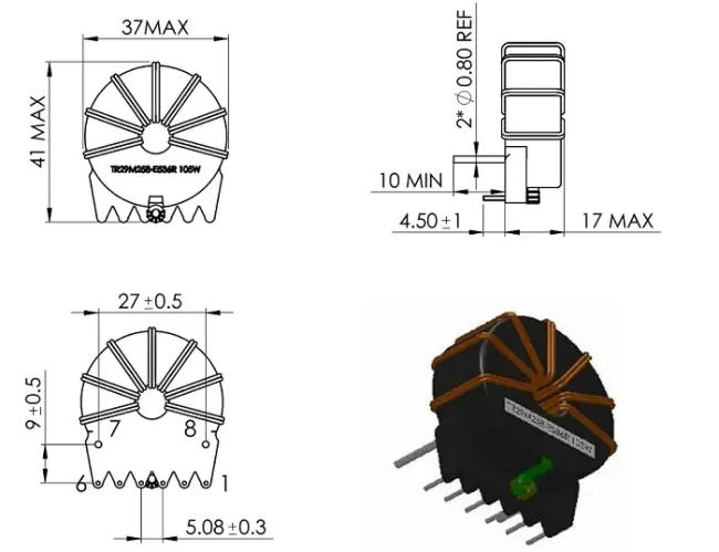 Special Customized Four Windings High Frequency Transformer with Little Choke Coils
