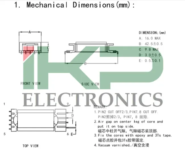 EDR 2810/ EDR40 High Frequency Transformer for Industrial Lighting in Stock