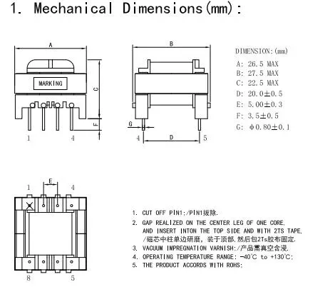 Switching Mode Power Supply Transformer for DC to DC Converter