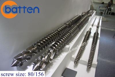 China Conical Twin Screw Barrel for PVC Foam Extrusion / PVC Foam Extruder Screw Barrel 80/156 92/188 for sale