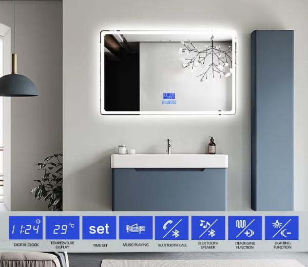 Quality Waterproof Defogger Touch Switch Rectangular Smart Bathroom Mirror for sale