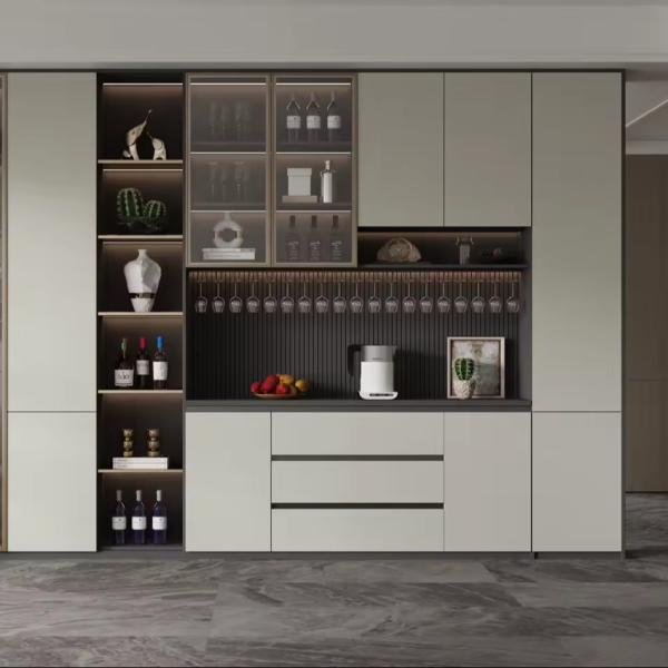 Quality Modern Italian Nordic Wooden Wine Cabinet Design Glass Bar Living Room Furniture Wine Cooler for sale