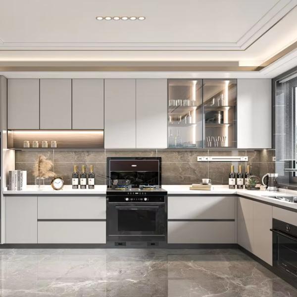 Quality Cheap Australia White Lacquer Matte Finished Glass Quartz Kitchen Island Kitchen Cabinets for sale