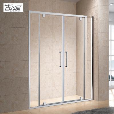 China GUDANNI Shower Rooms Price Cubicle Enclosure Shower Screen with Two Fixed Panels Two Outward Pivot Door for sale