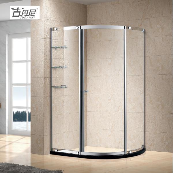 Quality Bathroom Rectangular Single Moving Door 2 Pieces Fixed Shower Panels with Shelf for sale