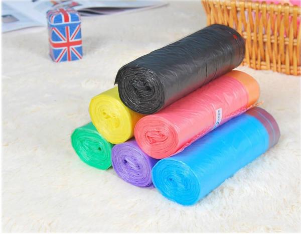 HDPE Packaging Home Garbage Bags , Drawstring Trash Can Liners Customized Size