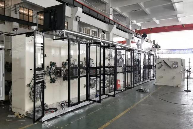 Close-up of production line components