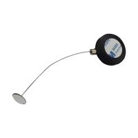 China Mini Round Anti-theft Retractor with Rectangular Adhesive Metal Plate 90cm Cable for sale