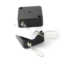 China Square Anti Theft Pull Box 43x43x17mm ABS Plastic Retractable Security Tether 90cm Cable for sale
