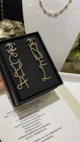Quality 18K Gold Plated High End Fashion Earrings C Letter Long Lasting With Asymmetric for sale