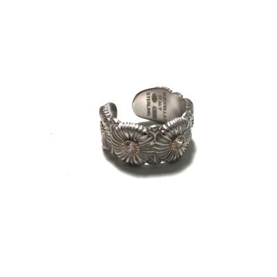 China Elegant Buccellati Silver Ring Silver Daisy Ring Adjustable Size #6-10.3 With White Gemstones for sale