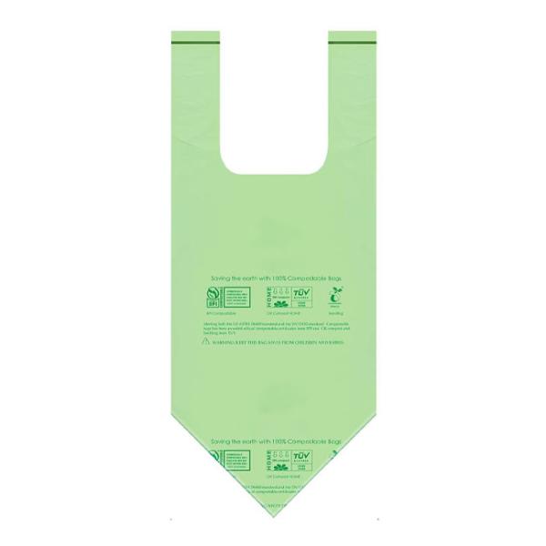 Quality Compostable Biodegradable Kitchen Trash Bags Custom With T Shirt Handle for sale
