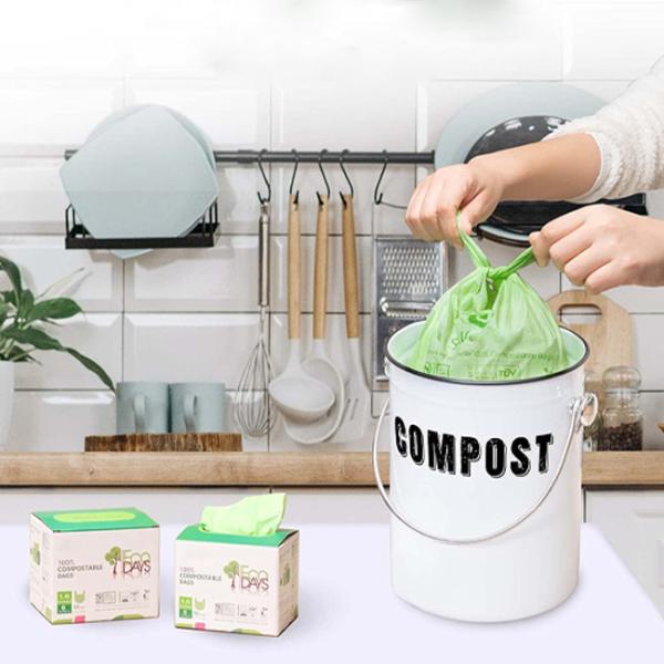 Quality Compostable Biodegradable Kitchen Trash Bags Custom With T Shirt Handle for sale