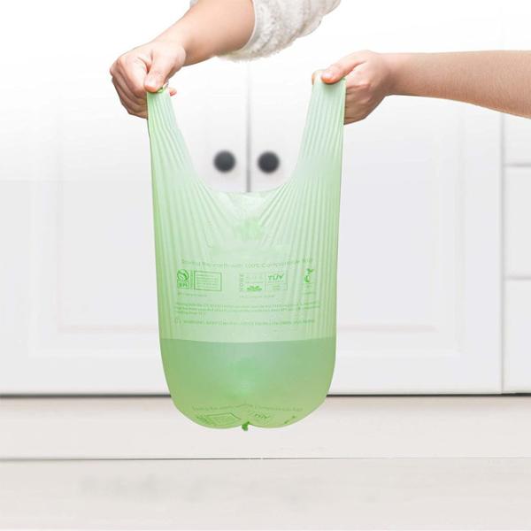Quality Compostable Biodegradable Kitchen Trash Bags Custom With T Shirt Handle for sale