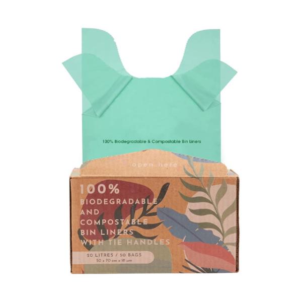 Quality Wave Top Handle Compostable Garbage Bags Non Toxic With Retail Dispenser Box for sale