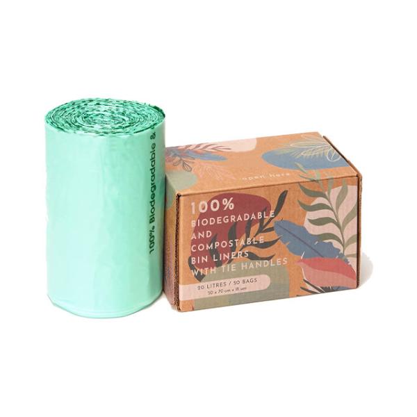 Quality Wave Top Handle Compostable Garbage Bags Non Toxic With Retail Dispenser Box for sale