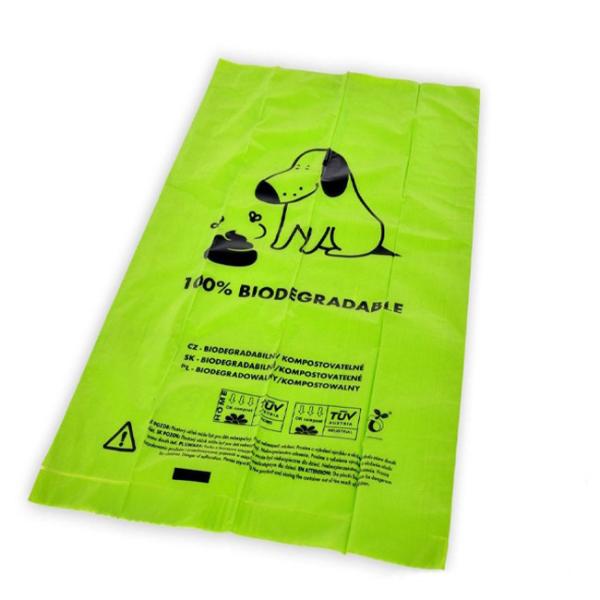 Quality 100% GMO Free Renewable Cornstarch Dog Poop Bags Flat Top Leak Proof for sale