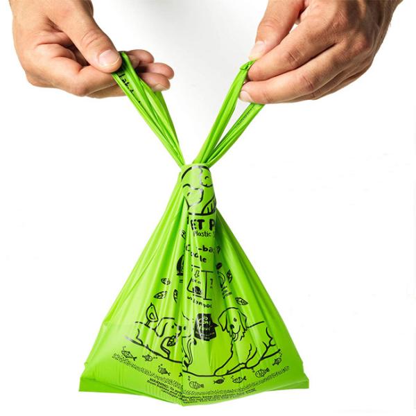 Quality Biodegradable Compostable Dog Poop Bags Eco Friendly Tie Handle Poop Bags for sale