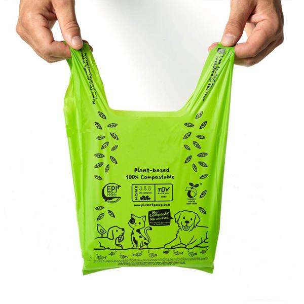 Quality Biodegradable Compostable Dog Poop Bags Eco Friendly Tie Handle Poop Bags for sale