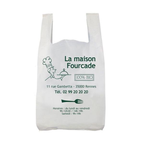 Quality Blocked Biodegradable T Shirt Bags Packaging Compostable Grocery Bags With for sale