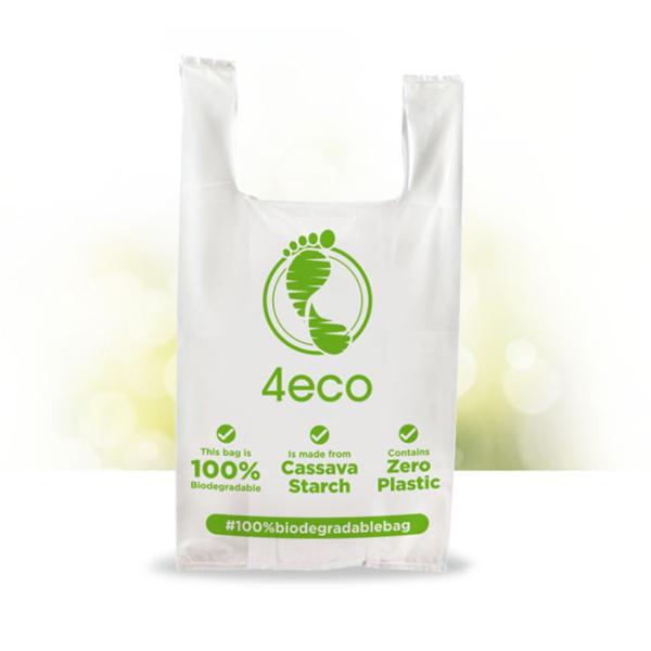 Quality Blocked Biodegradable T Shirt Bags Packaging Compostable Grocery Bags With for sale