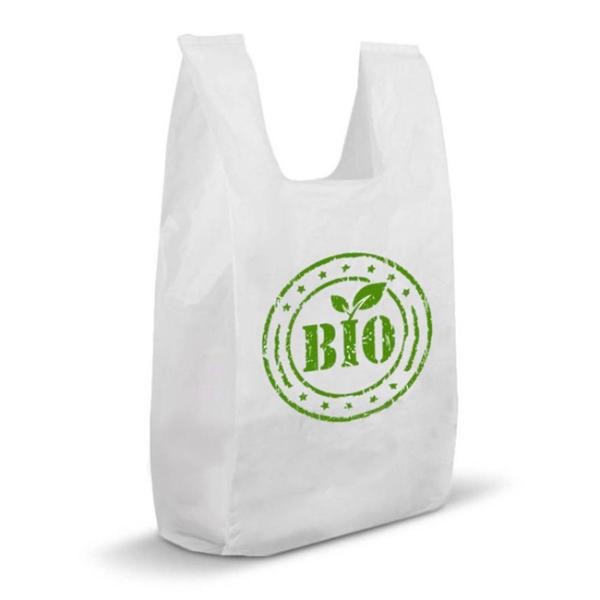Quality Blocked Biodegradable T Shirt Bags Packaging Compostable Grocery Bags With for sale