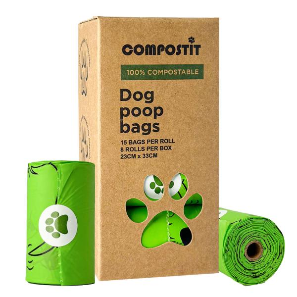 Quality Customizable Flat Top Compostable Pet Waste Bags Retail Box Packed for sale