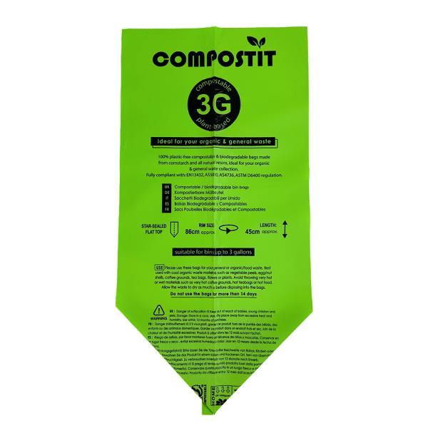 Quality Compostable Flat Top Biodegradable Garbage Bags Harmless for sale