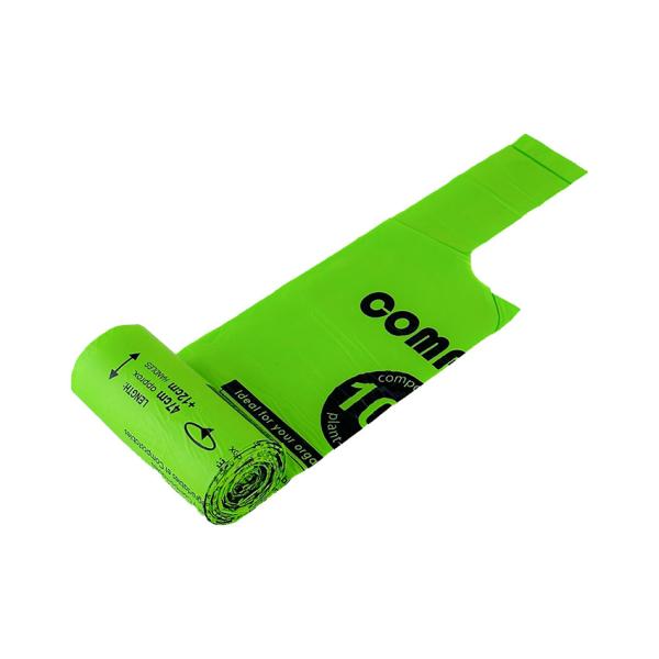 Quality T Shirt Handle Compostable Garbage Bags Biodegradable Classic Paper Wrap Rolled for sale