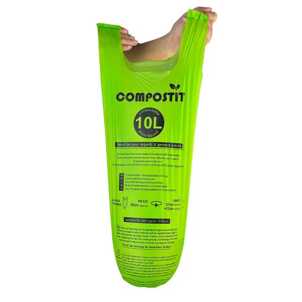 Quality T Shirt Handle Compostable Garbage Bags Biodegradable Classic Paper Wrap Rolled for sale
