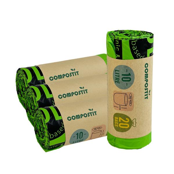 Quality Wave Top Handle Compostable Garbage Bags Paper Wrap Rolled For Kitchens Bedrooms for sale