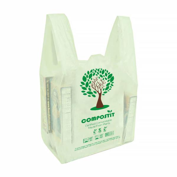 Quality Custom Coloured Biodegradable Shopping Carrier Bags BPI DIN CERTCO ABA Certified for sale
