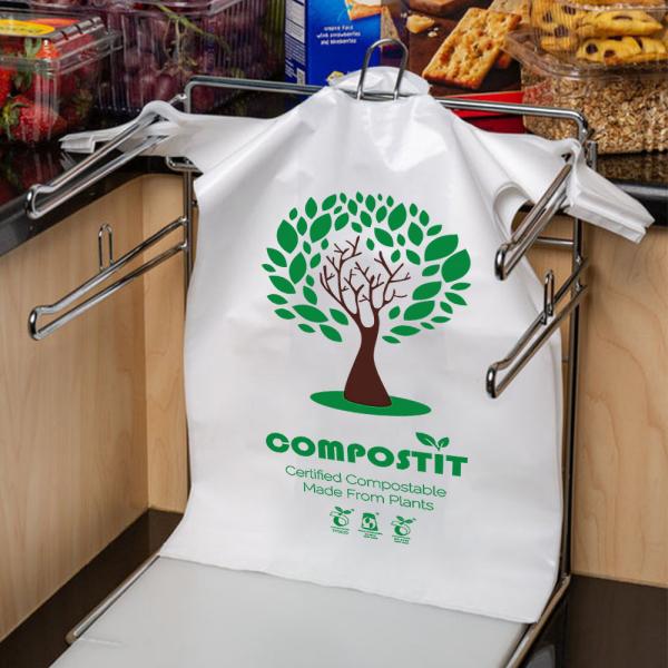 Quality Custom printed Certified Compostable Biodegradable plastic Carry Bags for sale