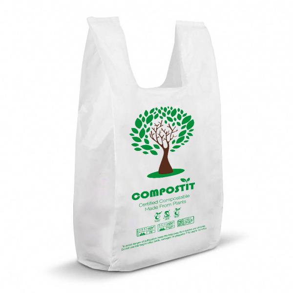 Quality EN 13432 Certified Biodegradable Compostable Carry Bags Non Plastic Shopping Bags for sale