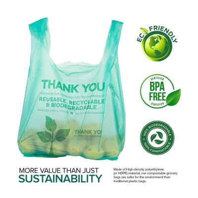 China 100% kompostierbar, nachhaltig, Maisstärke, umweltfreundlich, frisches Obst, Gemüse, Verpackung, biologisch abbaubarer Plastik-T-Shirt-Tasche zu verkaufen