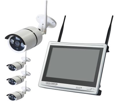 China New Waterproof HD NVR Kit 12 Inch Monitor 4CH 1080P IP Camera System 2.0MP H.264 CCTV WIFI NVR and IP Camera System for sale
