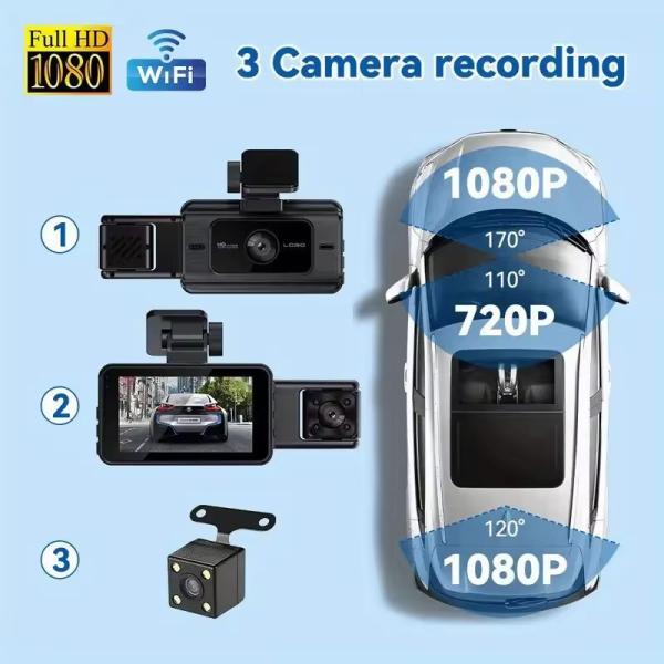 Quality 1920*1080P Wireless Dashboard Camera 3.0" IPS Screen Car Video Recorder for sale