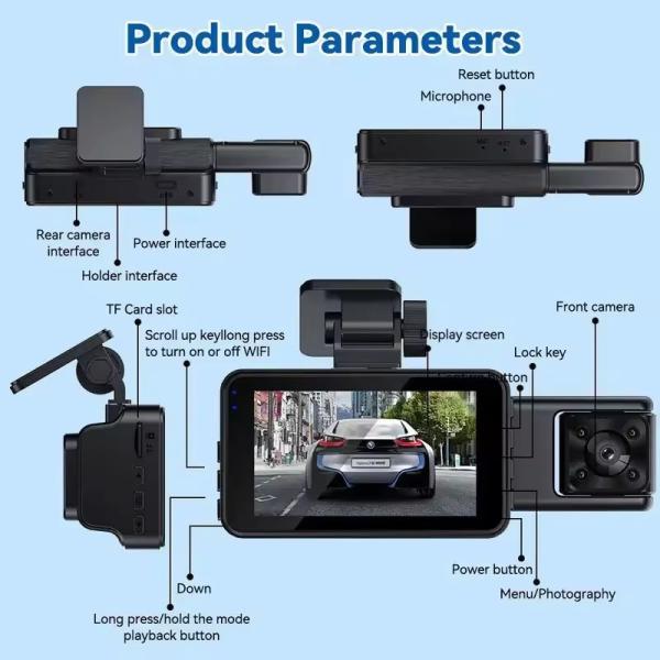 Quality 1920*1080P Wireless Dashboard Camera 3.0" IPS Screen Car Video Recorder for sale