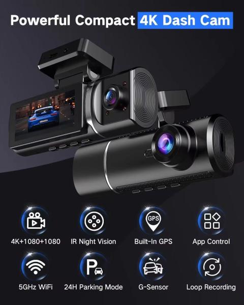 Quality Multi Language 4K UHD 170° Wide Angle Dash Camera With Loop Recording for sale