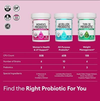 Cina Salute urinaria e intestinale Pillole prebiotiche Donne Supplemento biologico di mirtilli in vendita