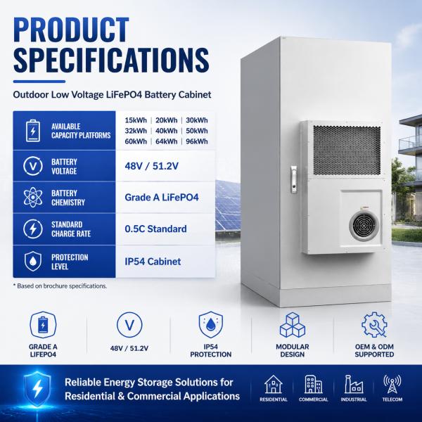 Quality 50kWh IP54 Outdoor LiFePO4 Battery Cabinet 48V 51.2V Modular Energy Storage System Home Commercial Solar for sale