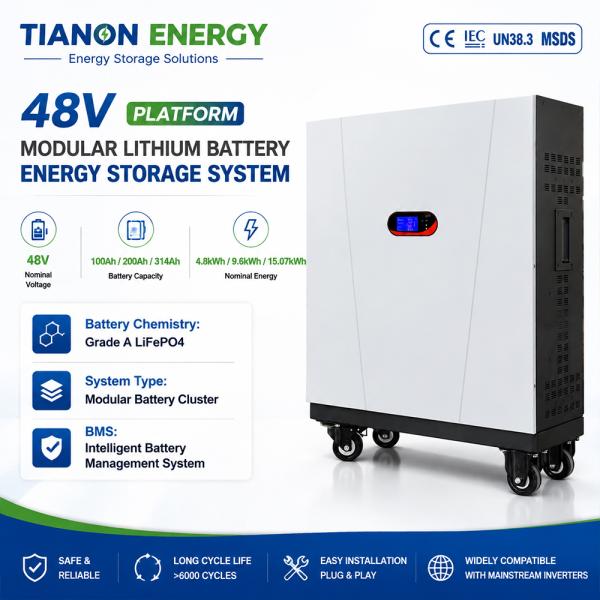 Quality 48V 9.6kWh 200Ah LiFePO4 Battery Energy Storage System Modular Cluster CAN RS485 TCP/IP Home Commercial ESS for sale