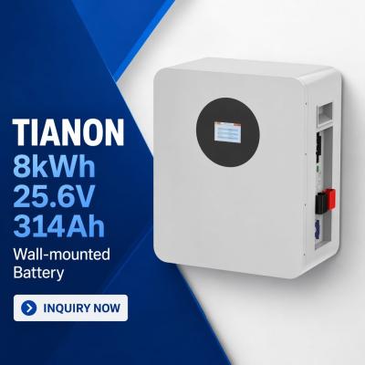 China 25.6V 314Ah 8kWh Wall Mounted LiFePO4 Powerwall Whole House Solar Residential Off Grid Home Energy Storage Battery - Tianon for sale