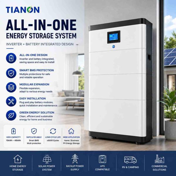 Quality 20kWh 30kWh 40kWh Stackable LiFePO4 Battery Energy Storage System 10kWh Module Solar Backup Power - Tianon for sale