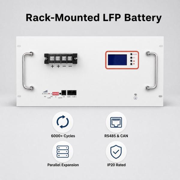 Quality 51.2-100 Rack Mounted LiFePO4 Battery 51.2V 100Ah 5.12kWh with BMS RS485 CAN for Solar UPS Backup for sale