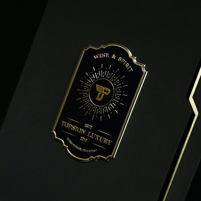 Custom luxury wine packaging box with matte black finish