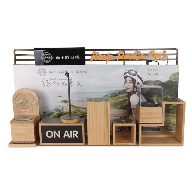 Custom wooden record display rack stand