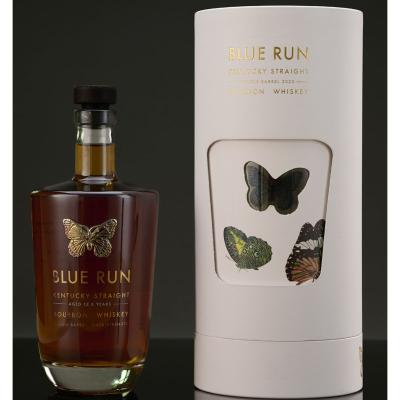 China Rotatable Display Luxury Wine Bottle Tube Box Packaging With Clear Window And LED Light for sale