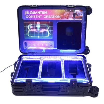 China Portable Suitcase Audio Speaker Display Stand Metal Functional Display Custom for sale