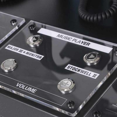 China Acrylic Audio Speaker Display Stand Custom Functional With Metal Button for sale